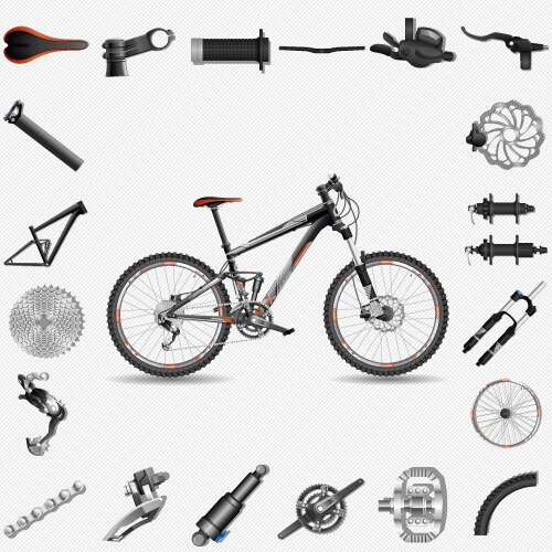 Full suspension mtb scheme Royalty Free Vector Image