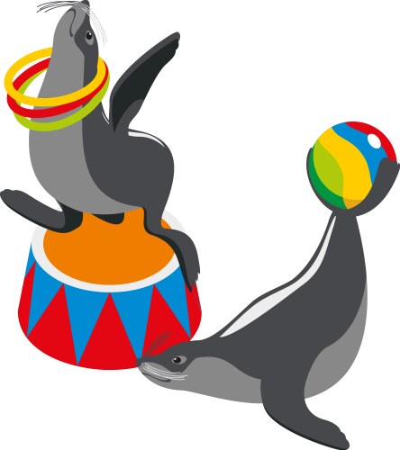 Circus seal playing a ball sea Royalty Free Vector Image
