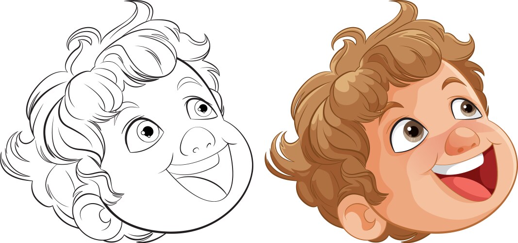 Cartoon boy with a quizzical thoughtful look Vector Image