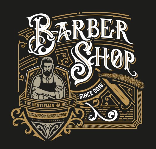 Barber shop logo western style Royalty Free Vector Image