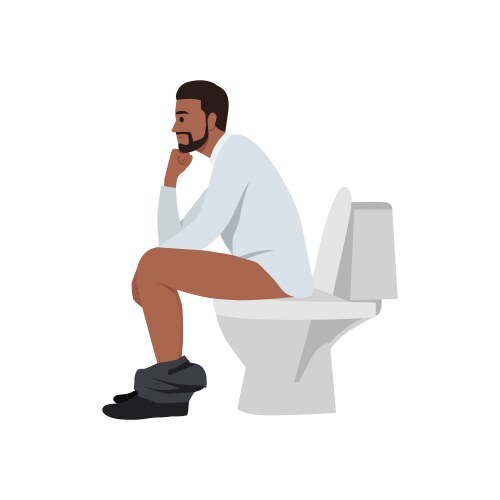 Young black man sit on toilet and daydreaming Vector Image