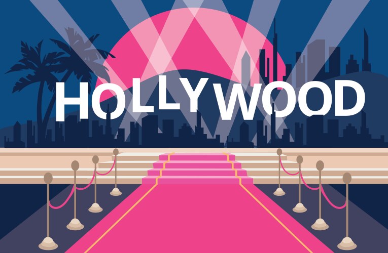Hollywood red carpet hosts Royalty Free Vector Image