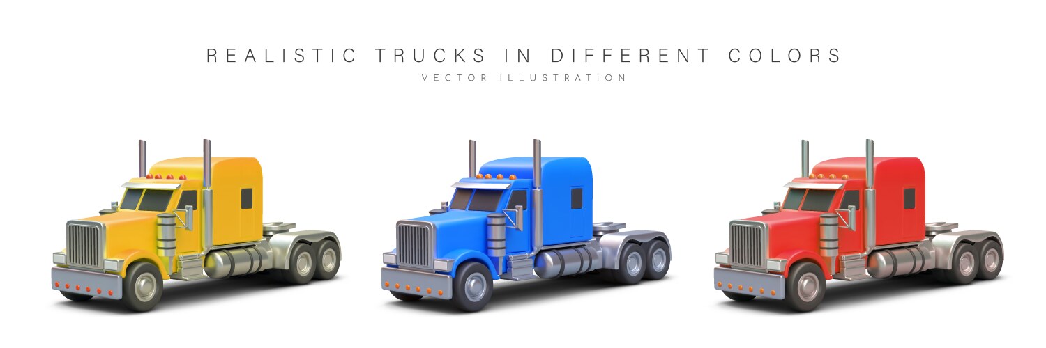 Realistic tractor unit with blue cab front Vector Image
