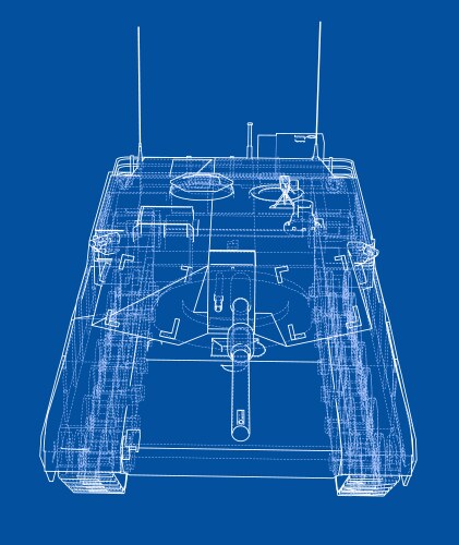 Blueprint of military ship top front and side Vector Image