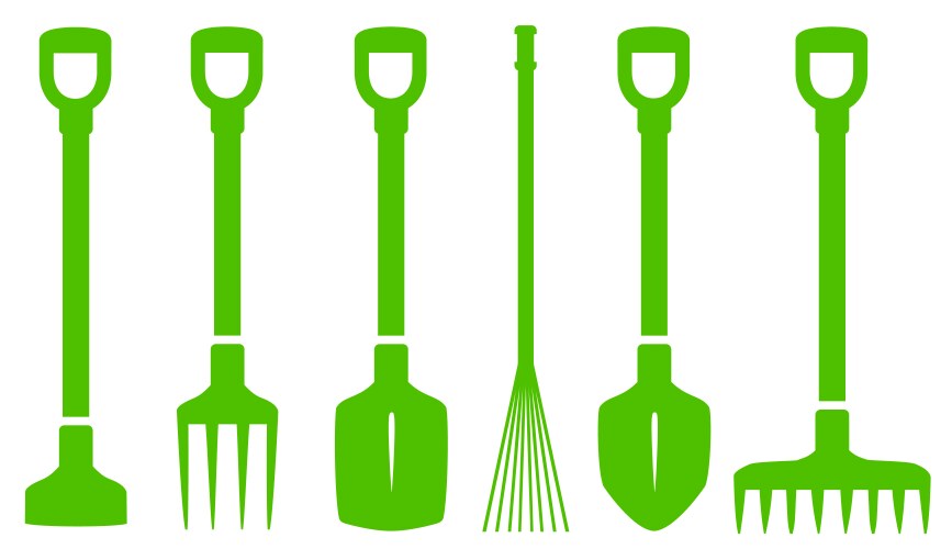 Landscaping icon with sprout and gardening tools Vector Image