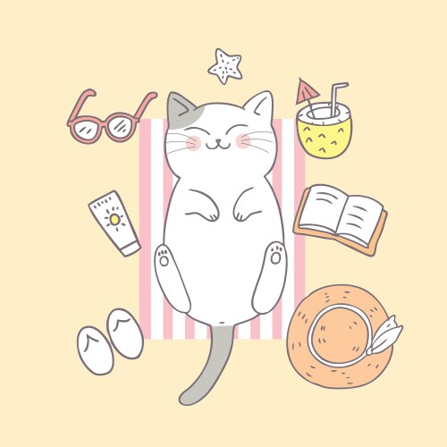 Cartoon cute summer cats Royalty Free Vector Image