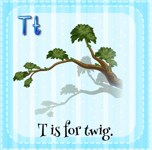 Flashcard of t is for twelve Royalty Free Vector Image