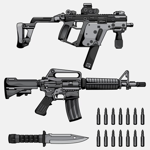 Set machine gun Royalty Free Vector Image - VectorStock