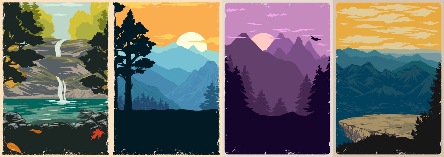 Colorful nature elements set Royalty Free Vector Image