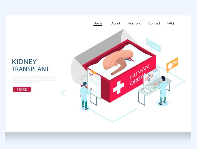 Kidney check up website landing page design Vector Image
