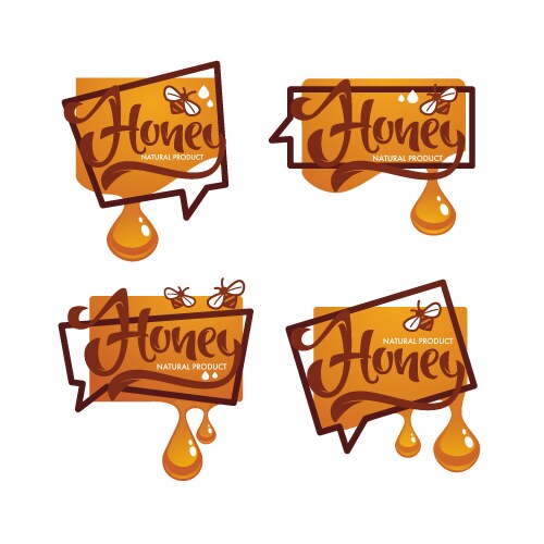 Natural honey sticker symbol logo label Royalty Free Vector