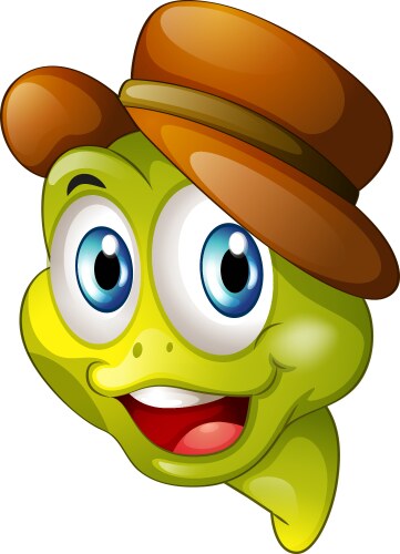A cartoon of smiling turtle face isolated Vector Image