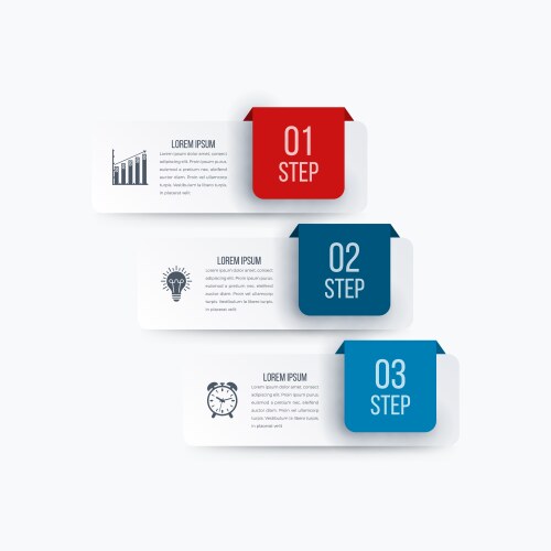 3 data infographics rectangle layout paper Vector Image