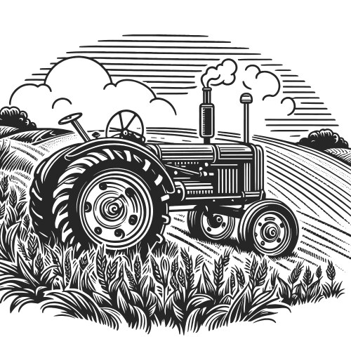 Tractor on the farm Royalty Free Vector Image - VectorStock