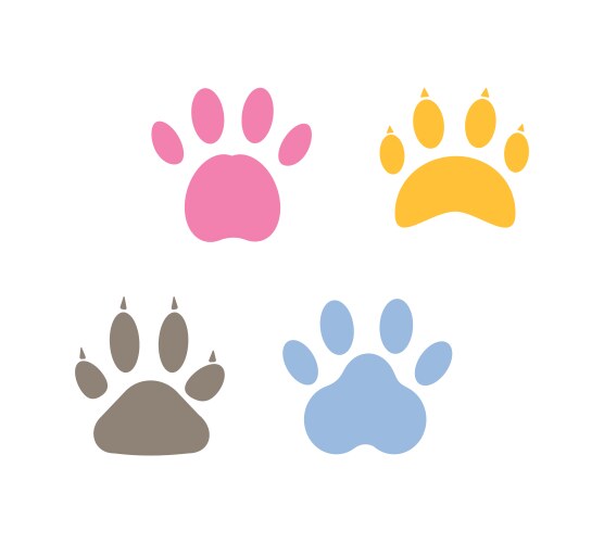 Round frame colorful paws animals Royalty Free Vector Image