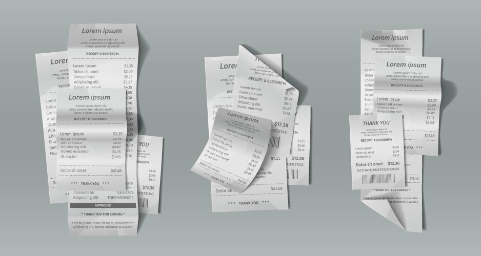 Paper bill receipt pile mockup Royalty Free Vector Image
