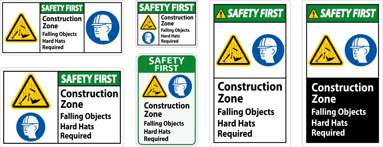 Safety first sign construction zone falling Vector Image