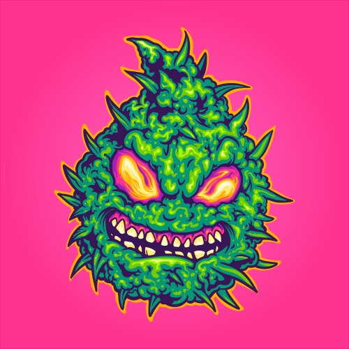 Marijuana smoke scary bear weed mascot logo Vector Image