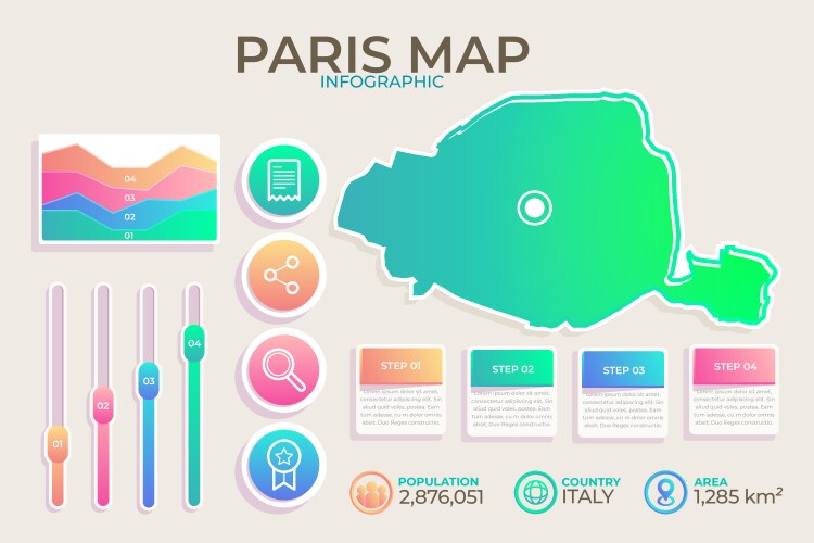 Gradient paris map infographics Royalty Free Vector Image