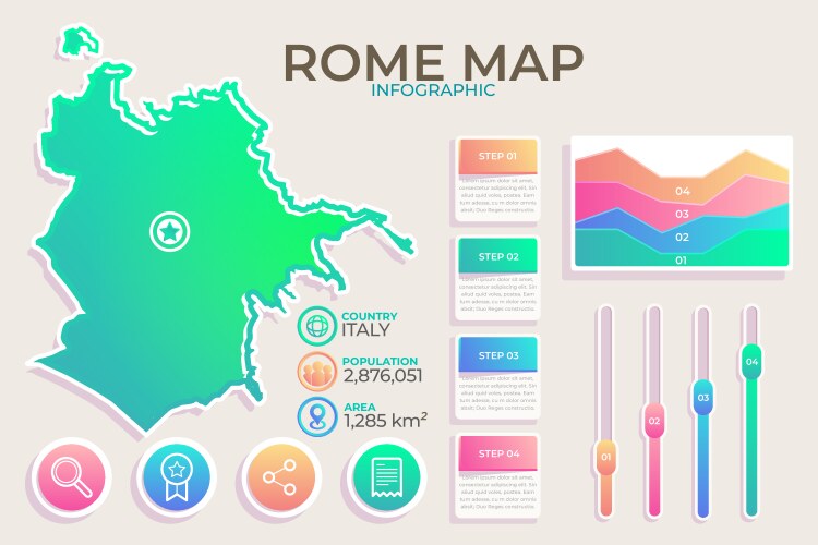 Gradient rome map infographics Royalty Free Vector Image