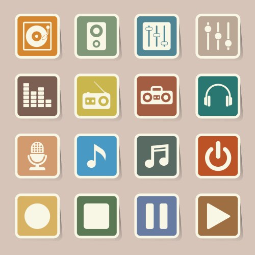 Music media audio symbols set Royalty Free Vector Image