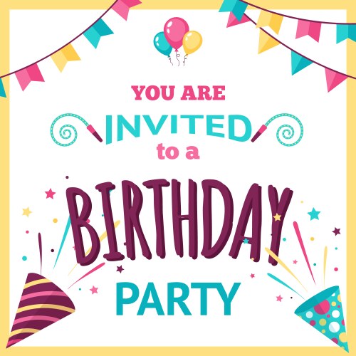Happy birthday party celebration card invitation Vector Image