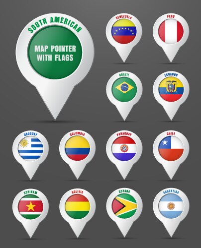 Set the pointer to map with flag Royalty Free Vector Image