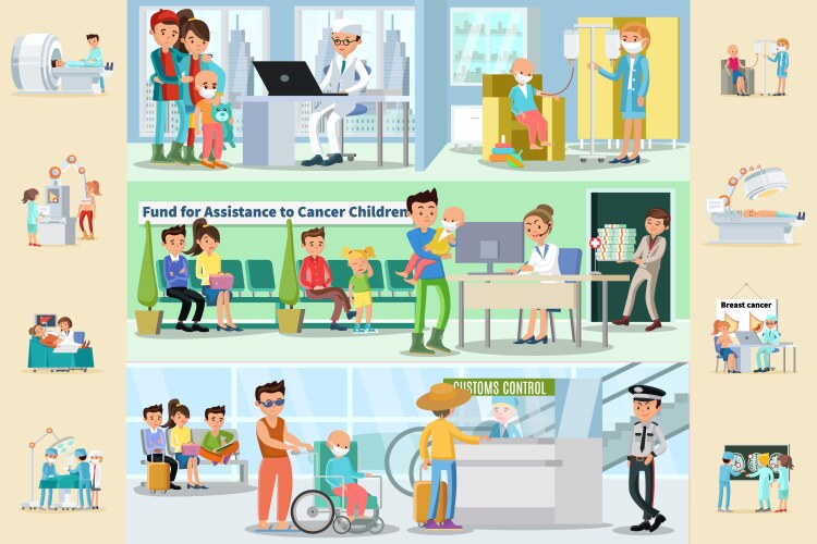 Cancer disease horizontal banners Royalty Free Vector Image