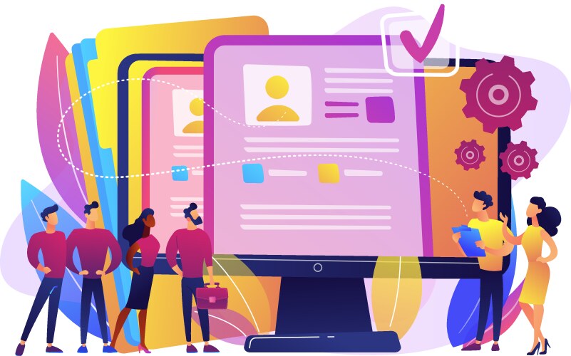 Mobile apps concept flat design human hand Vector Image