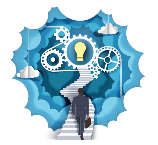 Path to success in paper art Royalty Free Vector Image