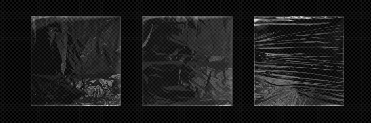 Realistic plastic wrap overlay set Royalty Free Vector Image