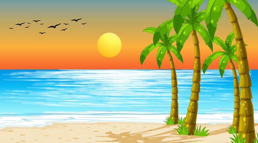 An ocean and a beach Royalty Free Vector Image