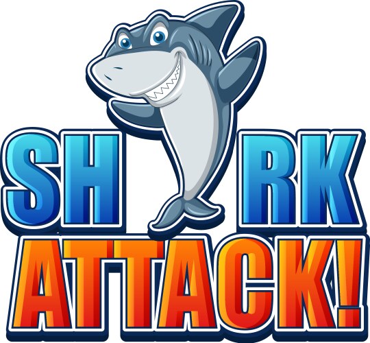 Shark attack icon with cartoon character Vector Image