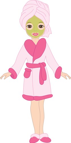 Cute little brunette spa girl wrapped in towel Vector Image