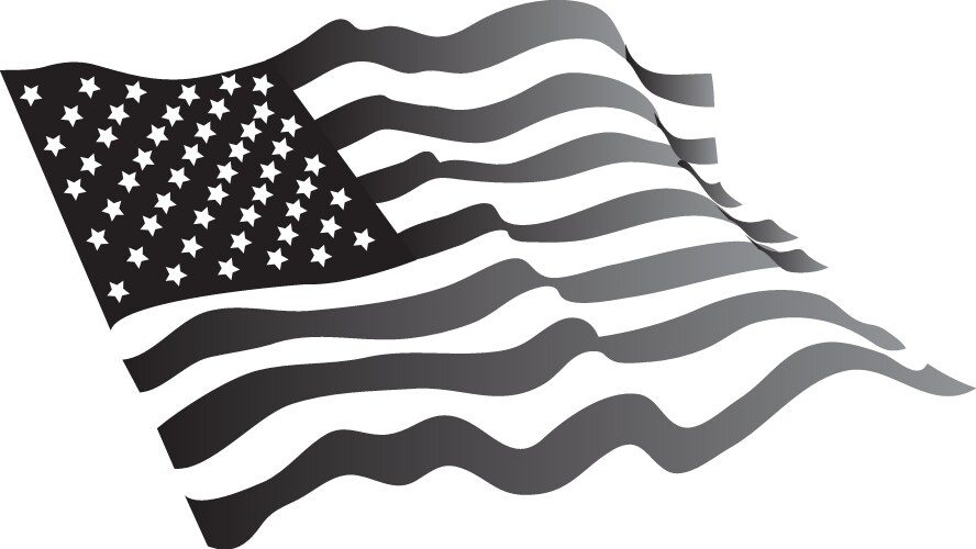 American Flag Grayscale Waving Vector Images (13)