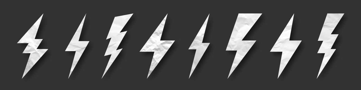 Lightning bolt crumpled paper texture cardboard Vector Image