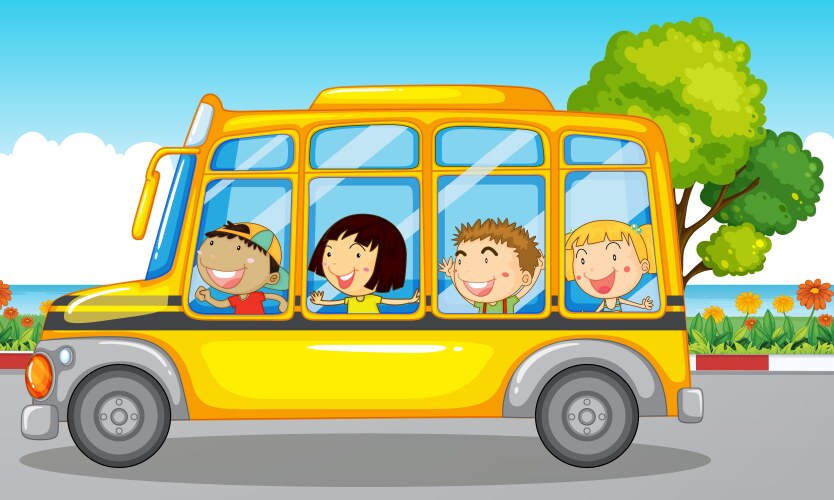 School bus cartoon Royalty Free Vector Image - VectorStock