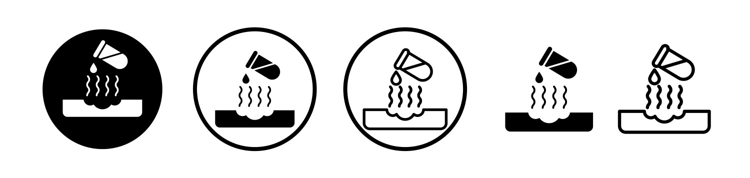Chemical burns hazard sign icon set caution Vector Image
