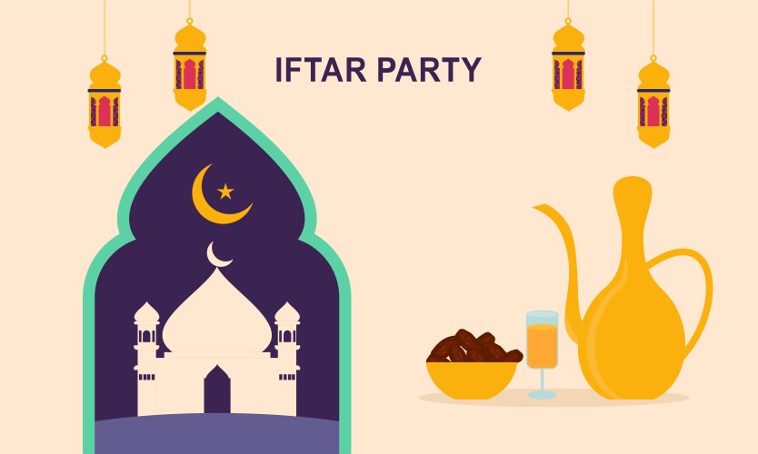 Iftar party celebration concept flyer Royalty Free Vector