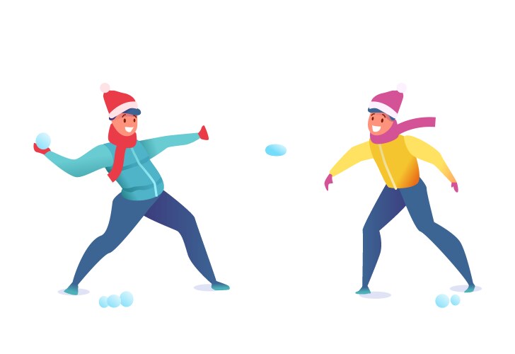 Kids throwing snowballs Vector Images & Graphics for Commercial Use ...