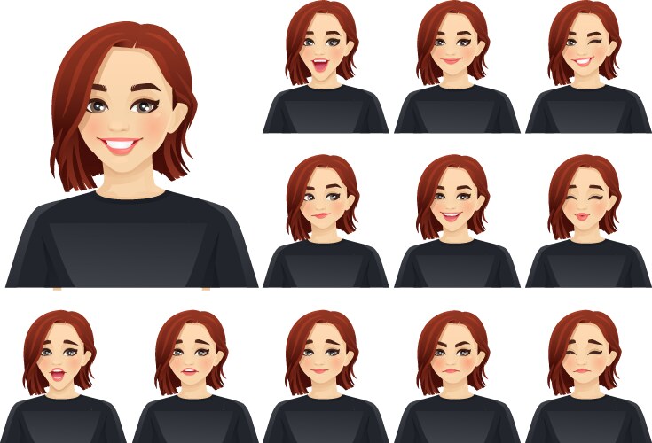 Woman expressions set Royalty Free Vector Image