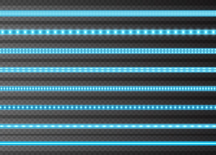 Purple led strips collection bright luminous Vector Image