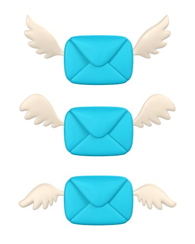 3d realistic flying mail envelope with wings Vector Image