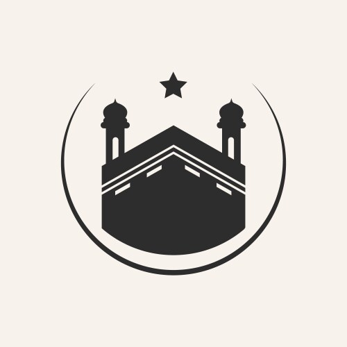 Kaaba moon star logo design Royalty Free Vector Image