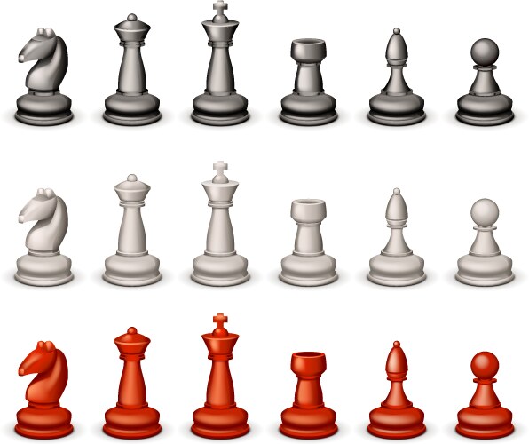 Realistic 3d chess pieces chessboard set Vector Image