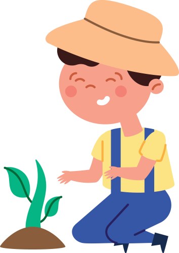 Boy planting tree Royalty Free Vector Image - VectorStock