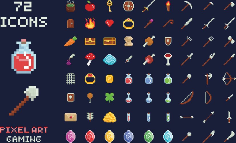 Pixel art game development set - progress bar Vector Image