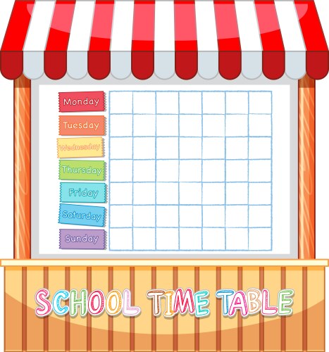 School timetable template Royalty Free Vector Image