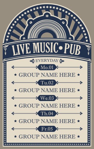Live music stamp Royalty Free Vector Image - VectorStock