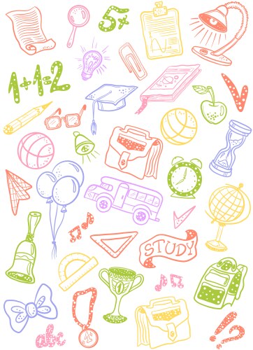 Studying at school sketch doodle background Vector Image